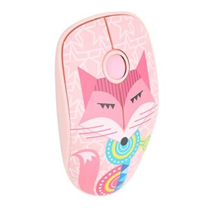 Pink Gaming Mouse, 1500DPI 2.4GHz Wireless Mouse with Cute Cartoon Pattern, 3 Intelligent Sleep Modes, Rechargeable Silent Mouse for Computer Laptop