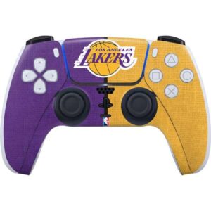 skinit decal gaming skin compatible with ps5 controller - officially licensed nba los angeles lakers canvas design