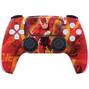 skinit decal gaming skin compatible with ps5 controller - officially licensed dc comics the flash action pose design