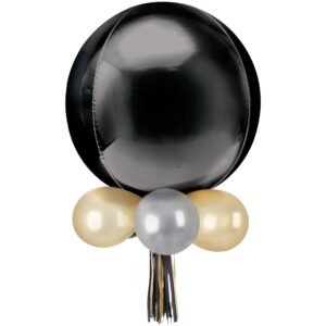 black lux latex & foil orb balloon chandelier - 26" x 16" (18-pc) - elegant decor for stunning celebrations & memorable moments