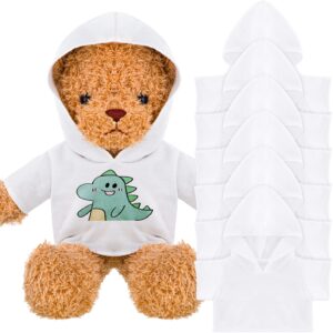 litherr s 6 pcs stuffed bear clothes tee shirt sublimation plush bear shirts classic stuffed animal bear t shirts hoodie 14-18 inches stuffed bear dolls (white)