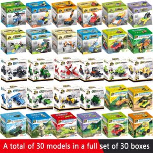 Mini Building Blocks Cars Toys Sets 30 Packs Assembly Mini Cars Toys for Boys, Girls STEM Building Car Plane Construction Truck Fire Tank Police Engineering Cars Party Gifts for Kids