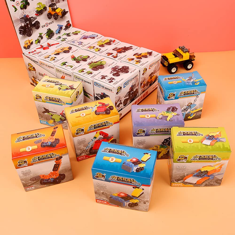 Mini Building Blocks Cars Toys Sets 30 Packs Assembly Mini Cars Toys for Boys, Girls STEM Building Car Plane Construction Truck Fire Tank Police Engineering Cars Party Gifts for Kids