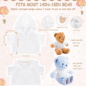 Litherr S 6 PCS Stuffed Bear Clothes Tee Shirt Sublimation Plush Bear Shirts Classic Stuffed Animal Bear T Shirts Hoodie 14-18 Inches Stuffed Bear Dolls (White)