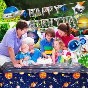 24Pcs 4D Galaxy Space Man Balloons Cartoon Inflatable Rocket Astronaut Earth Spaceship Planet Party Supplies Happy Birthday Decoration Moon Star Foil for Boy Kid Baby Shower Airship Wedding Tablecloth