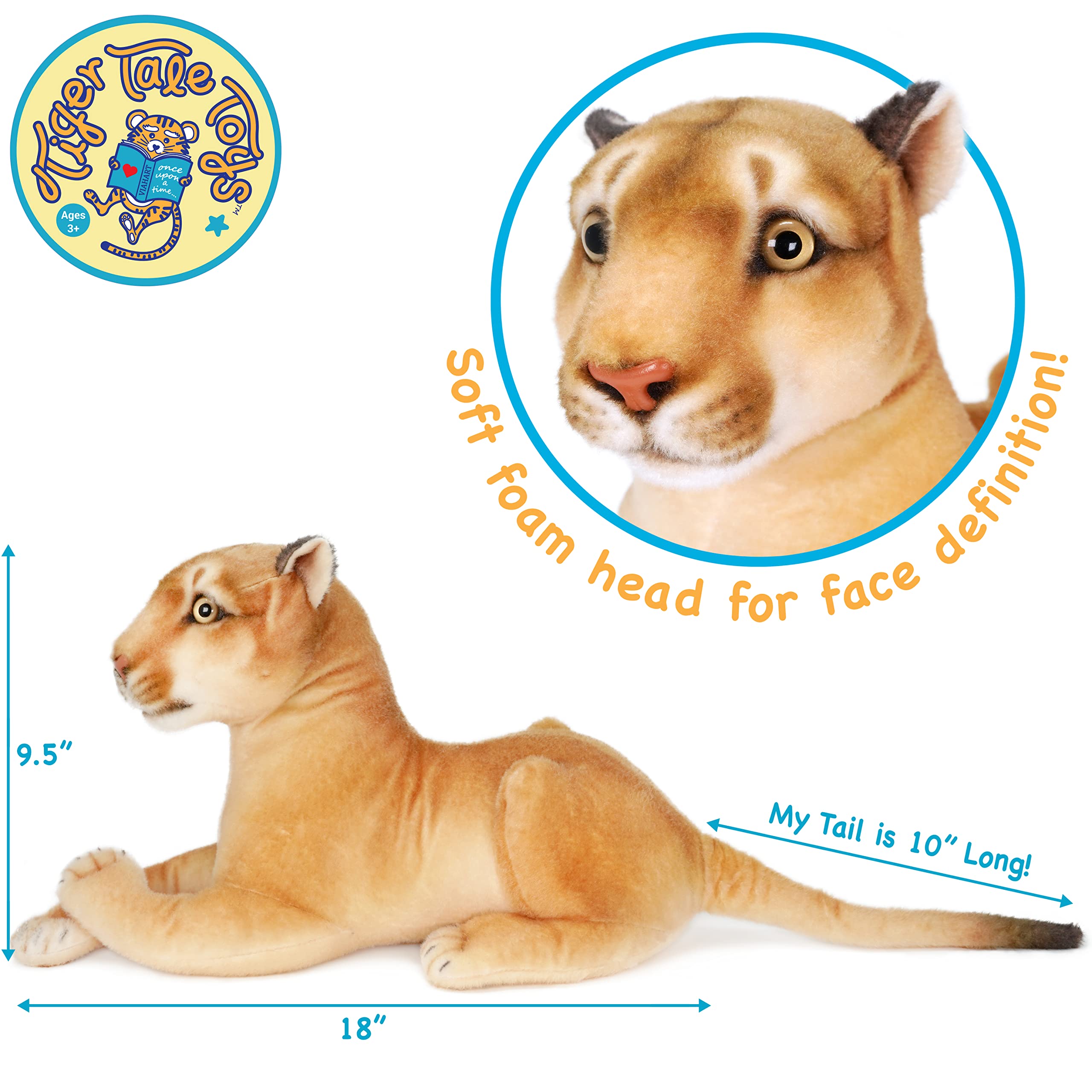 VIAHART Monique The Mountain Lion - 18 Inch (Tail Measurement Not Included) Stuffed Animal Plush - by TigerHart Toys