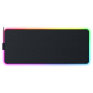 razer strider chroma hybrid gaming mouse mat chroma rgb: hybrid soft/hard mat - 19 chroma rgb lighting zones - warp and water-resistant - anti-slip base - seamless edges