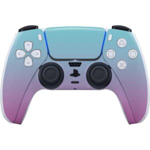 skinit decal gaming skin compatible with ps5 controller - purple and blue ombre design