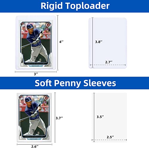 400 Card Sleeves Top Loaders for Cards, Arjiekwei 3"X4" Baseball Card Protectors Hard Plastic, Premium Toploaders Card Holder for Sports Football Trading Cards (200 Toploaders + 200 Penny Sleeves)