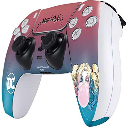 Skinit Decal Gaming Skin Compatible with PS5 and Compatible with PS5 Digital Edition DualSense Controller - Officially Licensed Warner Bros Harley Quinn Mad Love Design