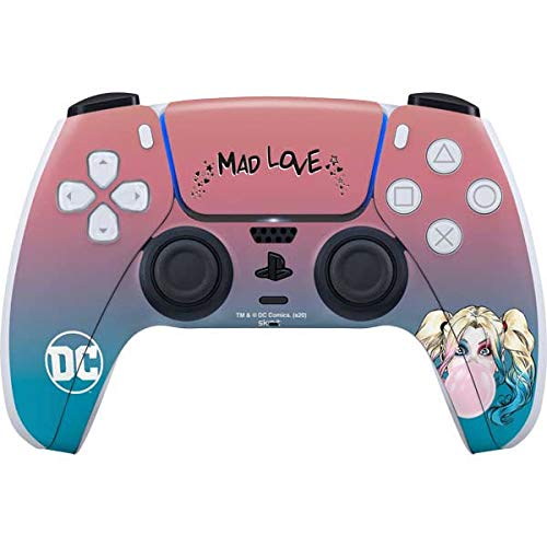 Skinit Decal Gaming Skin Compatible with PS5 and Compatible with PS5 Digital Edition DualSense Controller - Officially Licensed Warner Bros Harley Quinn Mad Love Design