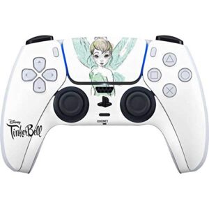 skinit decal gaming skin compatible with ps5 and compatible with ps5 digital edition dualsense controller - officially licensed disney tinker bell watercolor fairy design