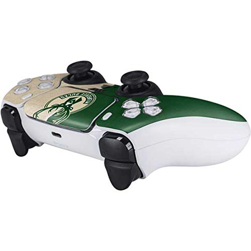 Skinit Gaming Decal Skin Compatible with PS5 and Compatible with PS5 Digital Edition DualSense Controller - Officially Licensed NBA Milwaukee Bucks Split Canvas Design