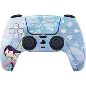 skinit decal gaming skin compatible with ps5 and compatible with ps5 digital edition dualsense controller - officially licensed disney mulan in training design