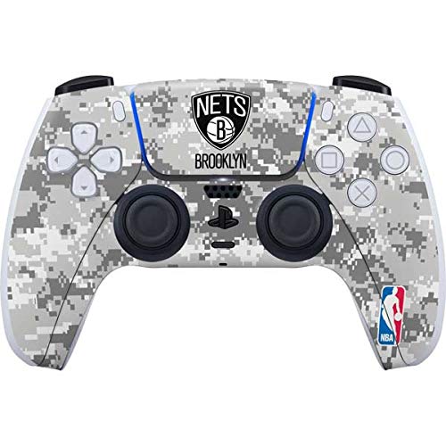 Skinit Gaming Decal Skin Compatible with PS5 and Compatible with PS5 Digital Edition DualSense Controller - Officially Licensed NBA Brooklyn Nets Digi Camo Design