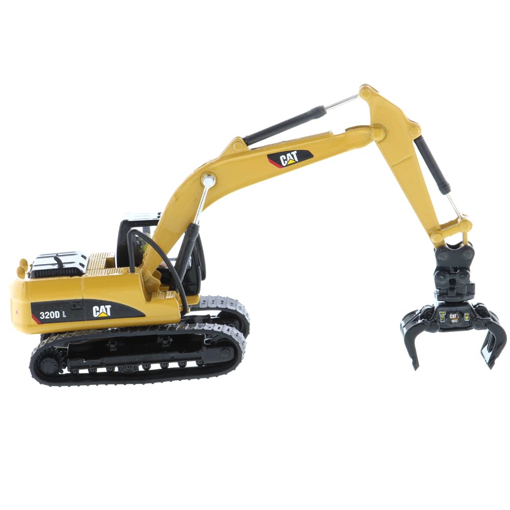 Diecast Masters 1:87 Caterpillar 320D L Hydraulic Excavator & Work Tools, HO Scale Series Cat Trucks & Construction Equipment |1:87 Scale Model Diecast Collectible Model 85652