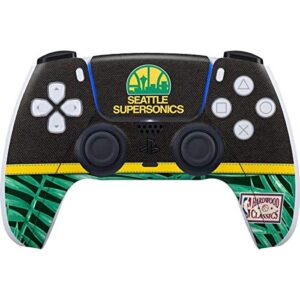 skinit gaming decal skin compatible with ps5 and compatible with ps5 digital edition dualsense controller - officially licensed nba seattle supersonics retro palms design