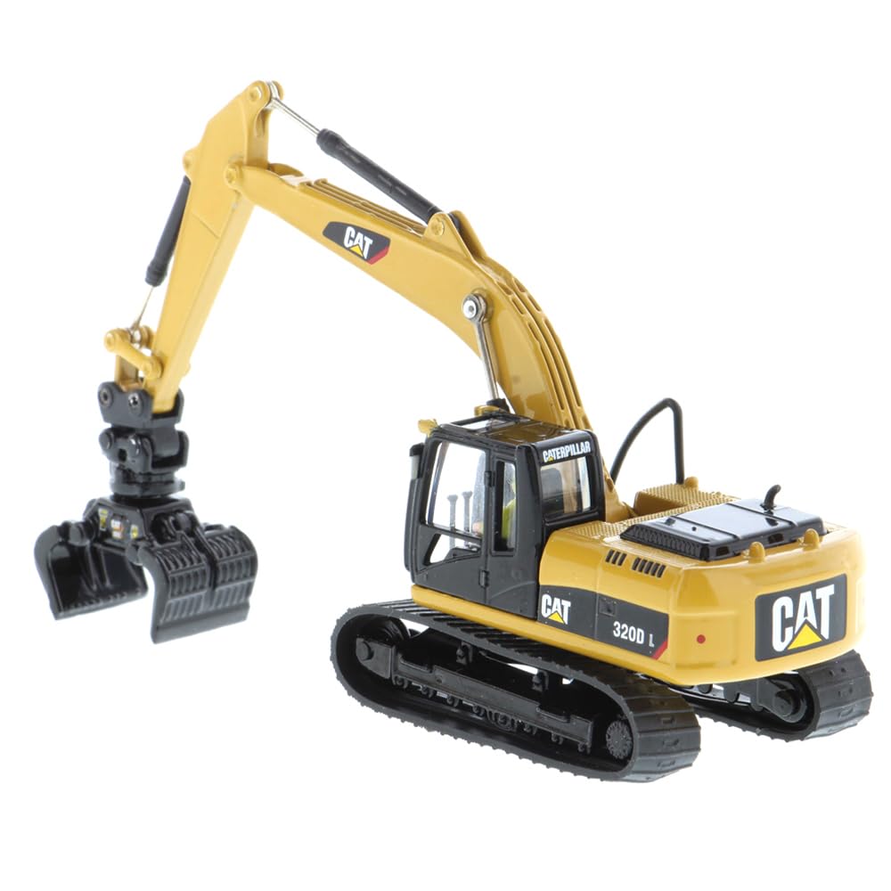 Diecast Masters 1:87 Caterpillar 320D L Hydraulic Excavator & Work Tools, HO Scale Series Cat Trucks & Construction Equipment |1:87 Scale Model Diecast Collectible Model 85652