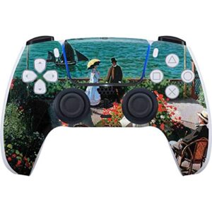 skinit decal gaming skin compatible with ps5 controller - officially licensed monet - the terrace at sainte-adresse by monet design