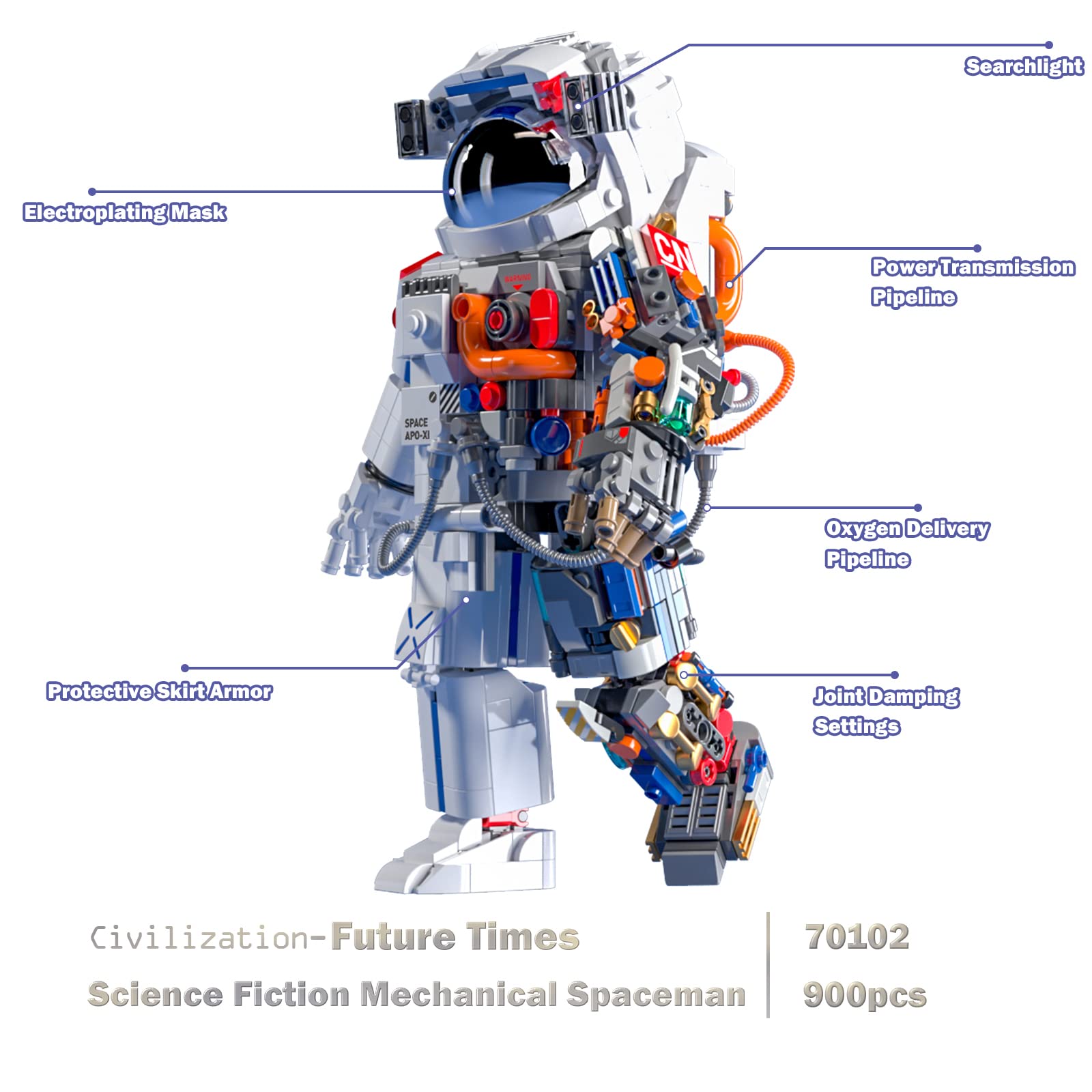 JMBricklayer Space Astronaut Building Sets for Teen Boys Girls Adult 70102, Flexible Space Toys, Cool Collectible Build and Display Spaceman Model with Display Stand, Christmas Birthday Gifts