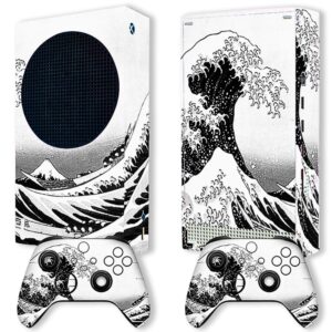 belugadesign wave xbox skin | anime japanese great kanagawa art vinyl wrap sticker | compatible with xbox series s (series s, gray black white)