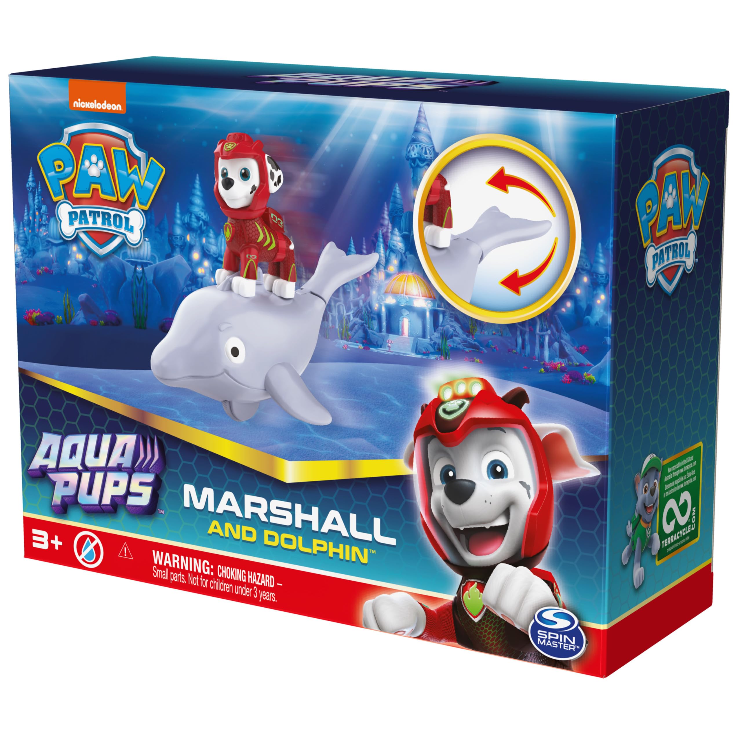 Paw Patrol, Aqua Pups Marshall and Dolphin Action Figures Set, Kids Toys for Ages 3 and up