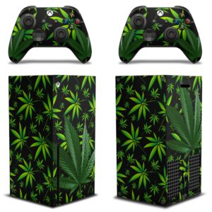 247 skins graphics kit sticker decal compatible with xbox series x and wireless controllers - weeds black