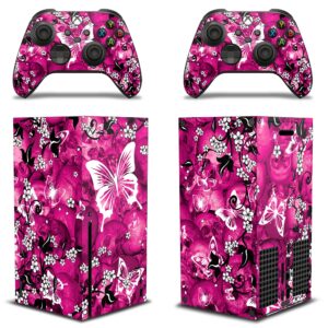 amr racing 247 skins graphics kit sticker decal compatible with xbox series x and wireless controllers - butterflies pink