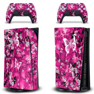 amr racing 247 skins graphics kit sticker decal compatible with ps5 playstation 5 and dualsense controllers - butterflies pink