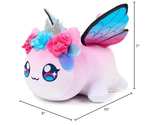 BINYAT Cute Cat Meemeows Plushies Meemeows Angel and Demon Cat Plushie Cat Food Plushies Cat Mee Meow Anime Cartoon Cat Stuffed Figure Toy Plush Pillow Gift for Fans Kids (Butterfly Cat)