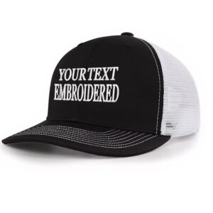 custom 112 mesh trucker hat customized personalized text polyester baseball cap black/white