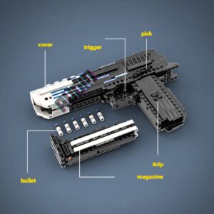 Audio Technics Simulated Shooting Toy Building Block- Technics Desert Eagle Shooting Toy Model, Compatible with Lego Technic, 900+ PCS 37x17cm