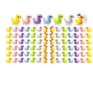 HYG 84 Pieces Mini Resin Duck 7 Colors,These Little Ducks can be Used in Miniature Gardens, They are Best Gifts for Christmas, Birthday Party, Halloween