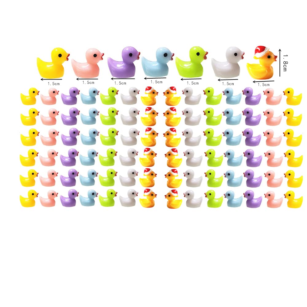 HYG 84 Pieces Mini Resin Duck 7 Colors,These Little Ducks can be Used in Miniature Gardens, They are Best Gifts for Christmas, Birthday Party, Halloween