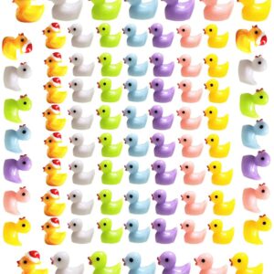 HYG 84 Pieces Mini Resin Duck 7 Colors,These Little Ducks can be Used in Miniature Gardens, They are Best Gifts for Christmas, Birthday Party, Halloween