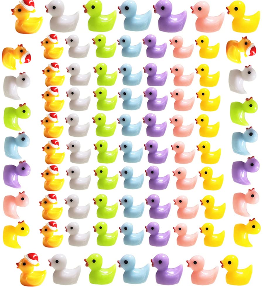 HYG 84 Pieces Mini Resin Duck 7 Colors,These Little Ducks can be Used in Miniature Gardens, They are Best Gifts for Christmas, Birthday Party, Halloween