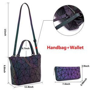 Sfly Shoulder Bags Womens Geometric Luminous Purse bags Ladies Crossbody Shoulder Bag Wallet Set