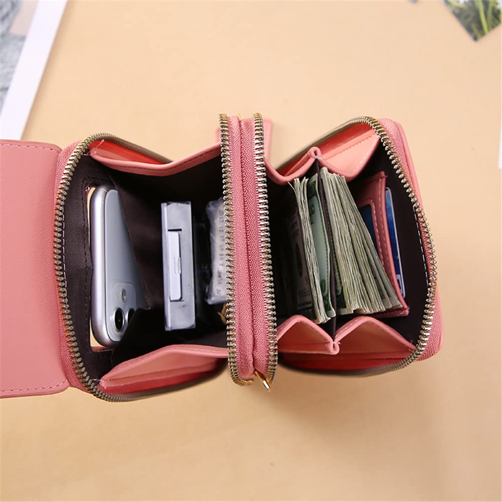 Cell Phone Bags, Crossbody Bags for Women Soft Leather Wallet Purse Touch Screen Mobile Phone Handbags & Shoulder Bags (pink)