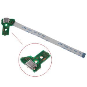 Onyehn JDS-040 Charging Port Assembly(with 12 pin Eject Ribbon Flex Cable) for Sony PlayStation PS4 Controller, Repair Part Micro USB Adaptor Charger Socket Board Connector Module(2 Pack)