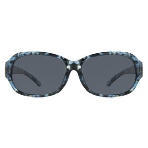 Panama Jack Women's Polarized Milky Blue Tort Wrap Sunglasses, 57