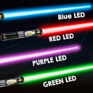 4 Pack Light up Sword Saber with FX Sound (on-Off Control) and Full Retractable Handle, 4 Colors LED Glow in The Dark Toy for Kids Adult