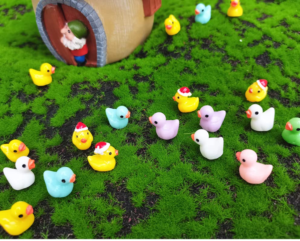 HYG 84 Pieces Mini Resin Duck 7 Colors,These Little Ducks can be Used in Miniature Gardens, They are Best Gifts for Christmas, Birthday Party, Halloween