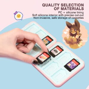 DLseego Cute Fox Game Case For Switch Lite / Switch / Switch OLED, 12 Slots Game Cards Holder and 12 Micro SD Card Slots, Portable Game Card Storage Cartridge Box