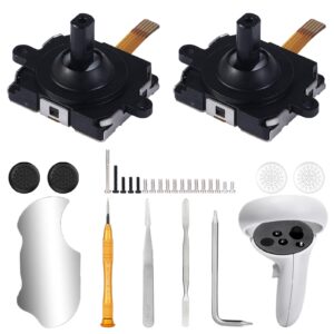 ikpek 2 pack joystick replacement kit for oculus quest 2 controller, 29 in one repair kit for meta quest 2 controller, include 2 thumb sticks, 4 thumbstick grips, 18 screws, 2 t5 screwdrivers and more