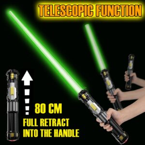 4 Pack Light up Sword Saber with FX Sound (on-Off Control) and Full Retractable Handle, 4 Colors LED Glow in The Dark Toy for Kids Adult