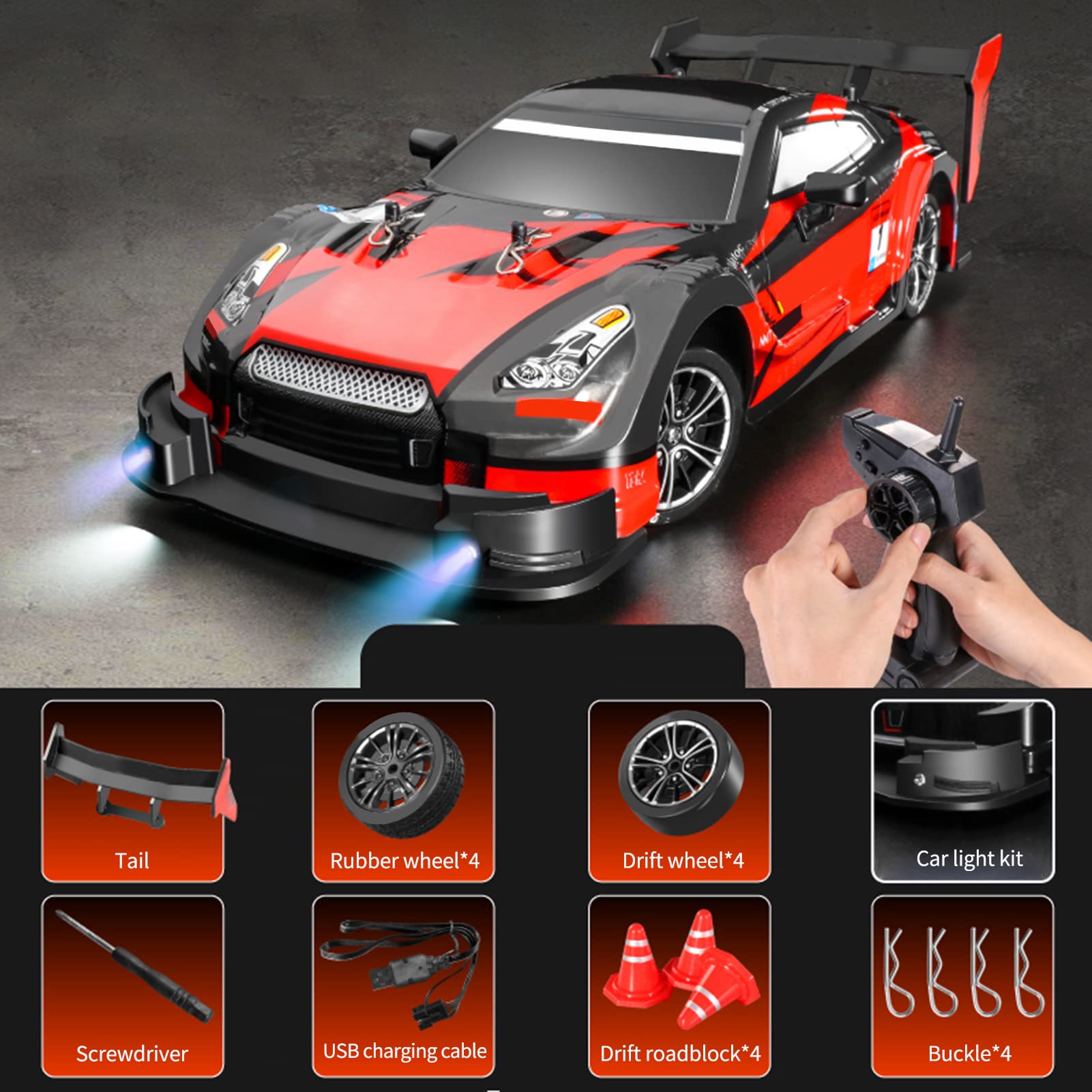 GoolRC RC Drift Car 1/16 RC Car Remote Control Car 2.4GHz 4WD 30km/h RC Race Car High Speed Kids Gift RTR RC Cars for Boys Waterproof Electric Car Toy Car