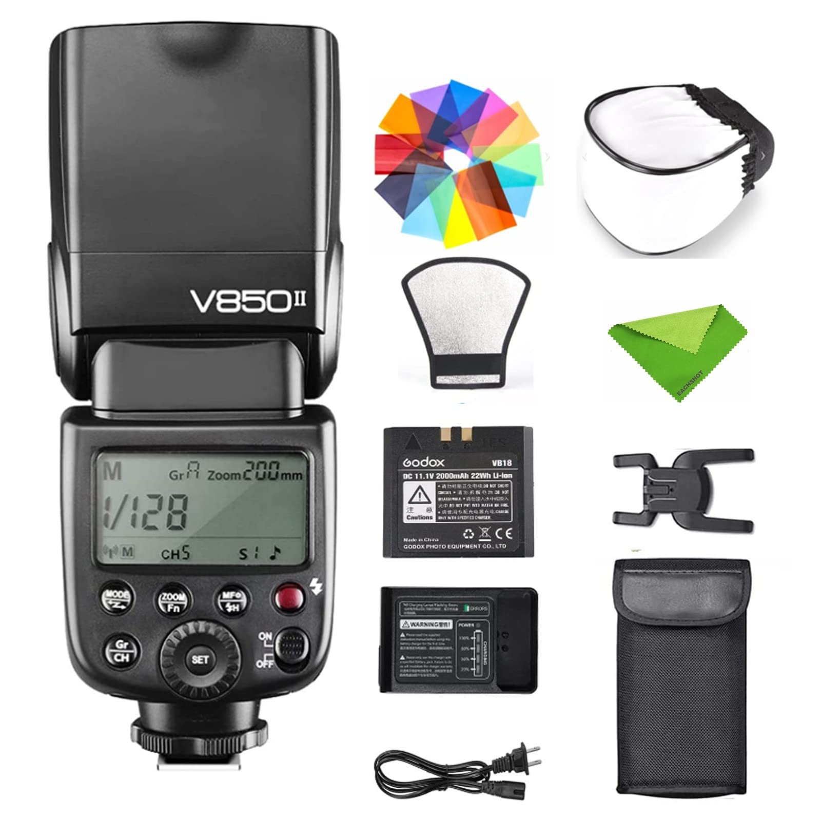 Godox V850II V850 Flash for Sony Canon Nikon Pentax Fuji Olympus Panasonic GN60 2.4G 1/8000s HSS 650 Full-Power Flashes 2000mAh Li-ion Battery 1.5s Recycle Time Camera Speedlight Speedlite (NO TTL)