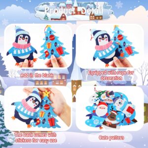 36 Pack Christmas Crafts for Kids Christmas Tree Felt Ornament Craft Kit Christmas DIY Art Craft with Self Adhesive Stickers, Make Your Own Xmas Santa Claus Snowman Elf Pendant Accessories for Kids