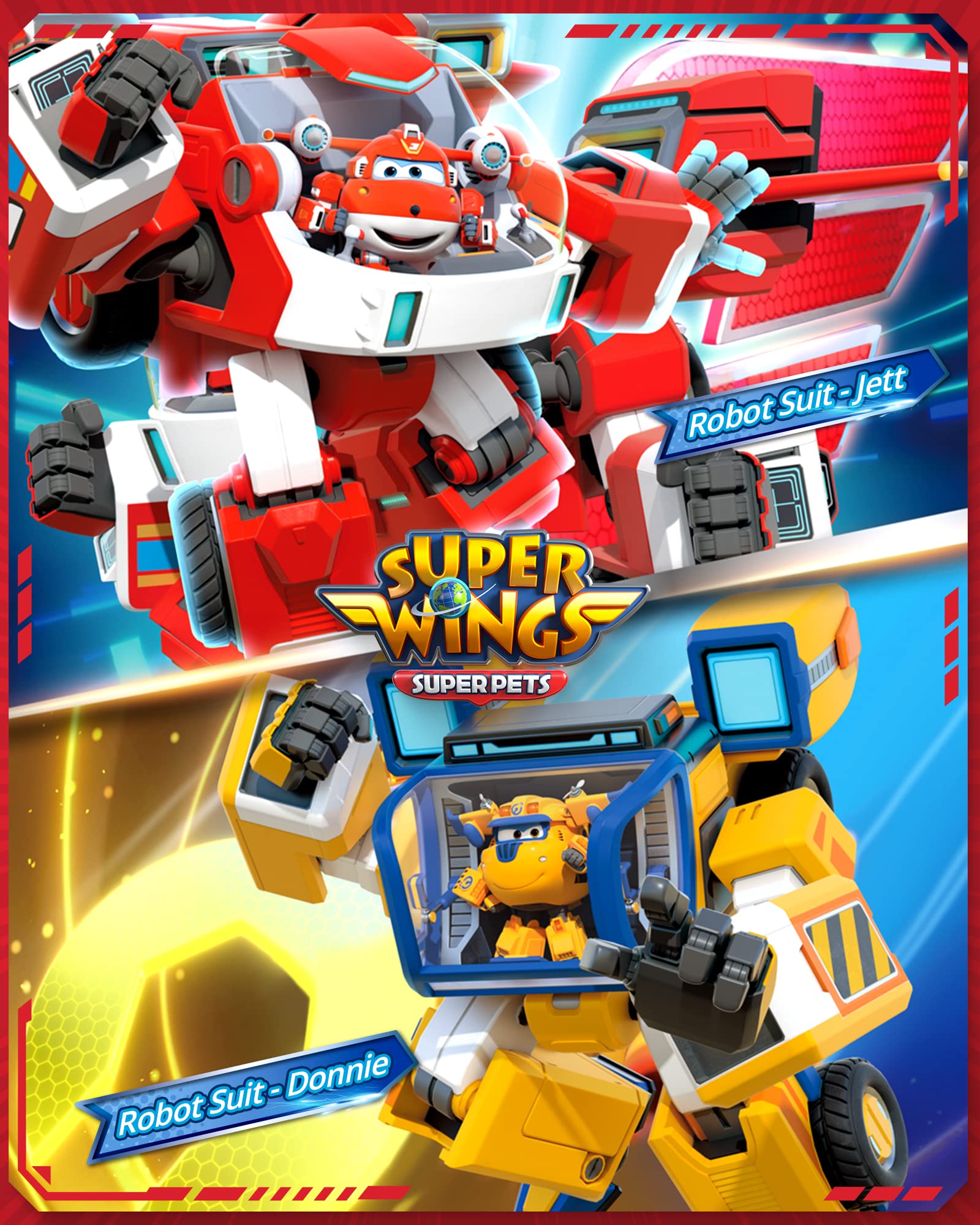 Super Wings Toys, 7 Inch Jett's Super Mecha Transforming Robot, Transforming from Toy Plane to Robot just 14 Steps, Action Figures Toy for Kids Ages 3 and Up, Gifts for Boys and Girls