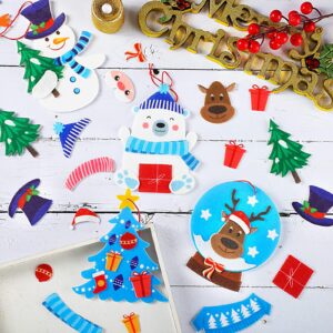 36 Pack Christmas Crafts for Kids Christmas Tree Felt Ornament Craft Kit Christmas DIY Art Craft with Self Adhesive Stickers, Make Your Own Xmas Santa Claus Snowman Elf Pendant Accessories for Kids